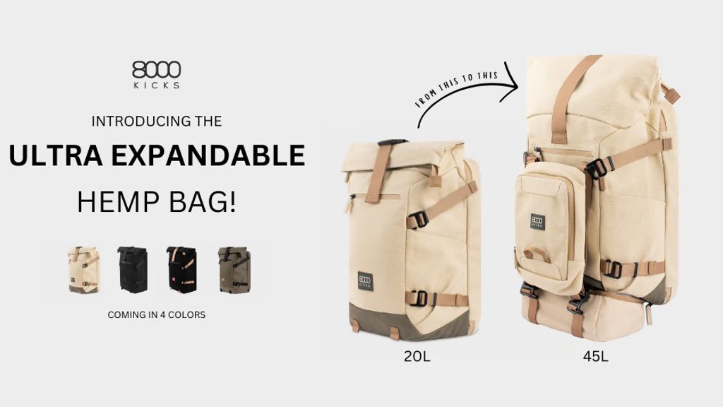 8000Kicks | The 3-in-1 expandable hemp backpack for nomads - Hunt4Best
