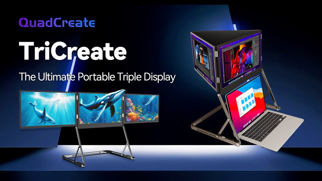 TriCreate Triple-Screen Display - Next-Gen Efficiency Boost - Hunt4Best