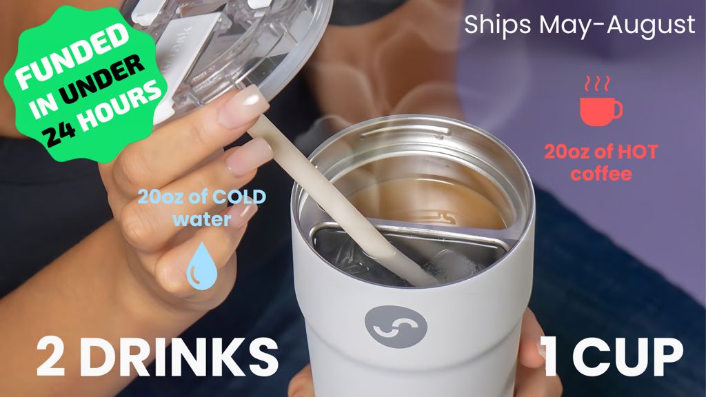 Splitflask: Carry 2 Drinks in 1 Cup Hot & Cold 40oz Tumbler - Hunt4Best